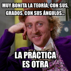 Meme Willy Wonka - Muy bonita la teoría, con sus, grados, con sus ...