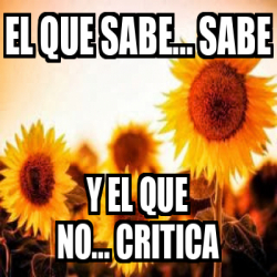 Meme Personalizado - El que sabe... SABE Y el que NO... Critica - 32536587