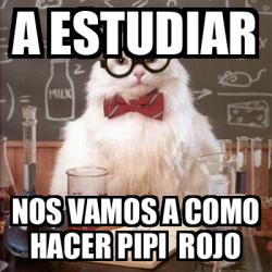Meme Chemistry Cat - a estudiar nos vamos a como hacer pipi rojo - 32077625