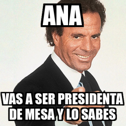 Meme Julio Iglesias - ANA VAS A SER PRESIDENTA DE MESA Y LO SABES - 33121310