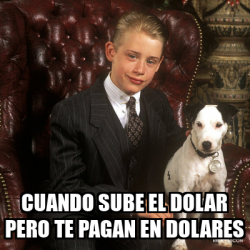 Meme Personalizado - CUANDO SUBE EL DOLAR PERO TE PAGAN EN DOLARES ...