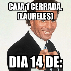 Meme Julio Iglesias - caja 1 cerrada, (LAURELES) dia 14 de: - 33188715