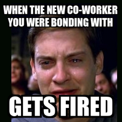 Meme crying peter parker - When the new co-worker you were bonding with ...