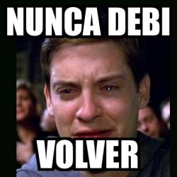 Meme crying peter parker - Nunca debi Volver - 33200042