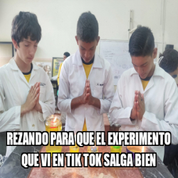 Meme Personalizado - rezando para que el experimento que vi en tik tok ...