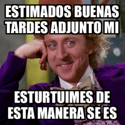 Meme Willy Wonka - Estimados buenas tardes adjunto mi Esturtuimes de ...