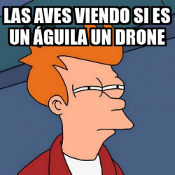 Meme Futurama Fry - Las aves viendo si es un águila un drone - 33233506