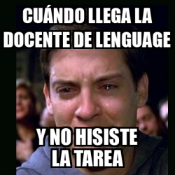 Meme crying peter parker - Cuándo Llega la docente de lenguage Y no ...