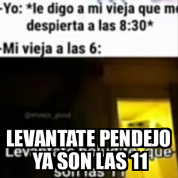 Meme Personalizado - Levantate pendejo ya son las 11 - 33244127