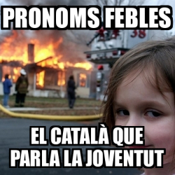 Meme Disaster Girl - Pronoms febles El català que parla la joventut ...