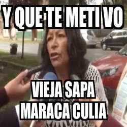 Meme Personalizado - Y que te meti vo Vieja sapa maraca culia - 33263245