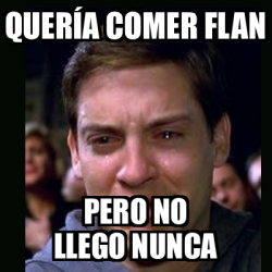 Meme crying peter parker - Quería comer flan Pero no llego nunca - 33297851