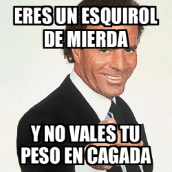 Meme Julio Iglesias - Eres un esquirol de mierda Y no vales tu peso en ...
