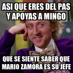 Meme Willy Wonka - ASI QUE ERES DEL PAS Y APOYAS A MINGO QUE SE SIENTE ...