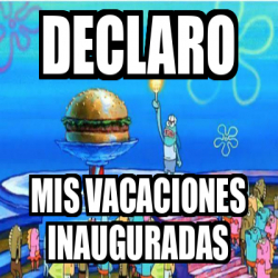 Meme Personalizado - Declaro mis vacaciones inauguradas - 33375917