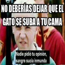 Meme Personalizado - No deberías dejar que el gato se suba a tu cama ...