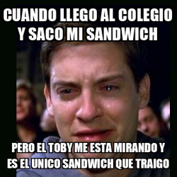 Meme crying peter parker - cuando llego al colegio y saco mi sandwich pero el toby me esta ...