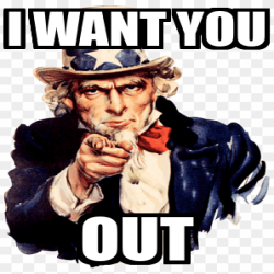 Meme Personalizado - i want you out - 33054157