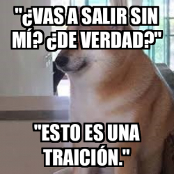 Meme Personalizado - "¿Vas a salir sin mí? ¿De verdad?" "Esto es una ...