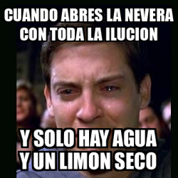 Meme crying peter parker - Cuando abres la nevera con toda la ilucion y ...