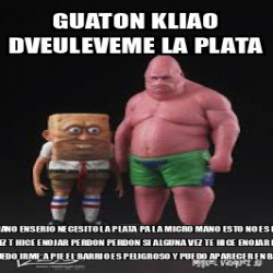 Meme Personalizado - guaton kliao dveuleveme la plata porfavor hermano ...