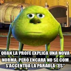 Meme Personalizado - QUAN LA PROFE EXPLICA UNA NOVA NORMA, PERÒ ENCARA ...