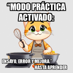 Meme Personalizado - “Modo práctica activado: ensayo, error y mejora ...