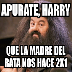 Meme Personalizado - Apurate, Harry que la madre del rata nos hace 2x1 ...