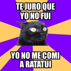 Meme Anxiety Cat - te juro que yo no fui yo no me comi a ratatui - 4227088