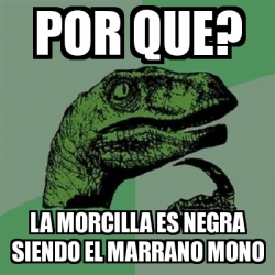 Meme Filosoraptor - por que? la morcilla es negra siendo el marrano ...