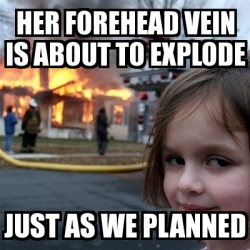 Meme Disaster Girl - her forehead vein is about to explode just as we ...