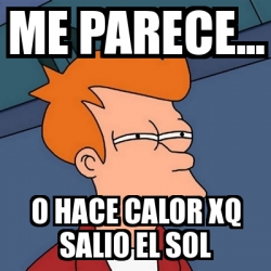 Meme Futurama Fry - me parece... o hace calor xq salio el sol - 7010523
