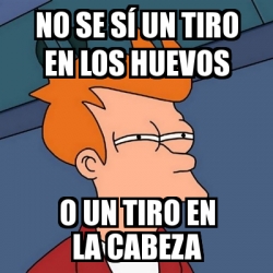 Meme Futurama Fry - no se SÃ­ un tiro en los huevos o un tiro en la ...