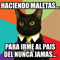 Meme Business Cat - haciendo maletas... para irme al pais del nunca ...